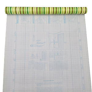 Yifely Peel & Stick Shelf Liner Removable Furniture Paper for Covering Apartment Old Cabinets Drawers, Green Stripes, 17.7 Inch by 9.8 Feet