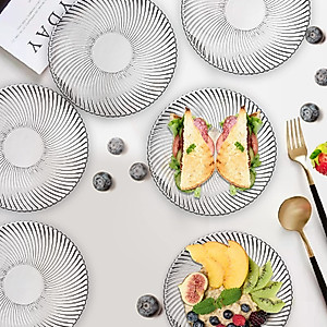 Fasmov 8 Pack 8.5 Inch Glass Salad Plates, Fruit Plate Dessert Plate Bread Dish Plates Wedding and Party Plates, Dishwasher Safe Plates