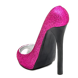 Hilarious Home High Heel Wine Bottle Holder - Stylish Conversation Starter Wine Rack (Pink Glitter)