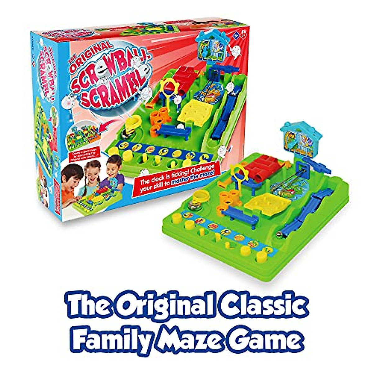 TOMY Games Screwball Scramble Marble Run Game for Kids - Timed Marble Maze Kids Games - Cooperative Board Games for Family Game Night - 1-4 Players - Ages 5 Years and Up