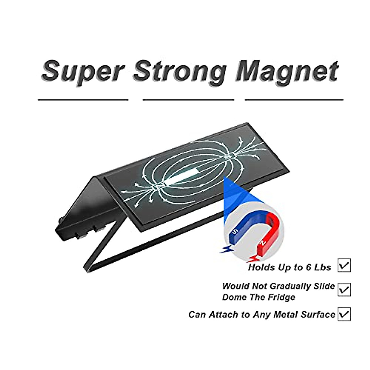 LITINEE Magnetic Spice Rack for Refrigerator Magnetic Shelf with 4 Removable Hooks, Strong Magnetic Spice Rack Perfect Space Saving for Holding Spices, Jars, Bottle, Olive Oil (Black, 2Pack)