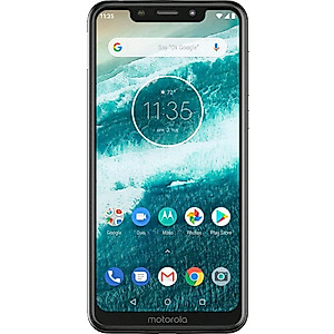 Moto One with Android One (64 GB) 5.9" Max Vision HD+, NFC, Dual Rear Camera, Dual SIM GSM Unlocked Smartphone (International Version) (White, 64GB + 64GB SD Bundle)
