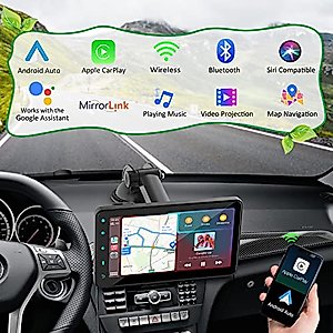 Carpuride W707 2023 Newest 7 Inch Screen Portable Wireless Apple Carplay & Android Auto, Car Radio Receiver Mp5 Player with Mirror Link, Color Light Key, Sucker Holder & Dashboard Mounted