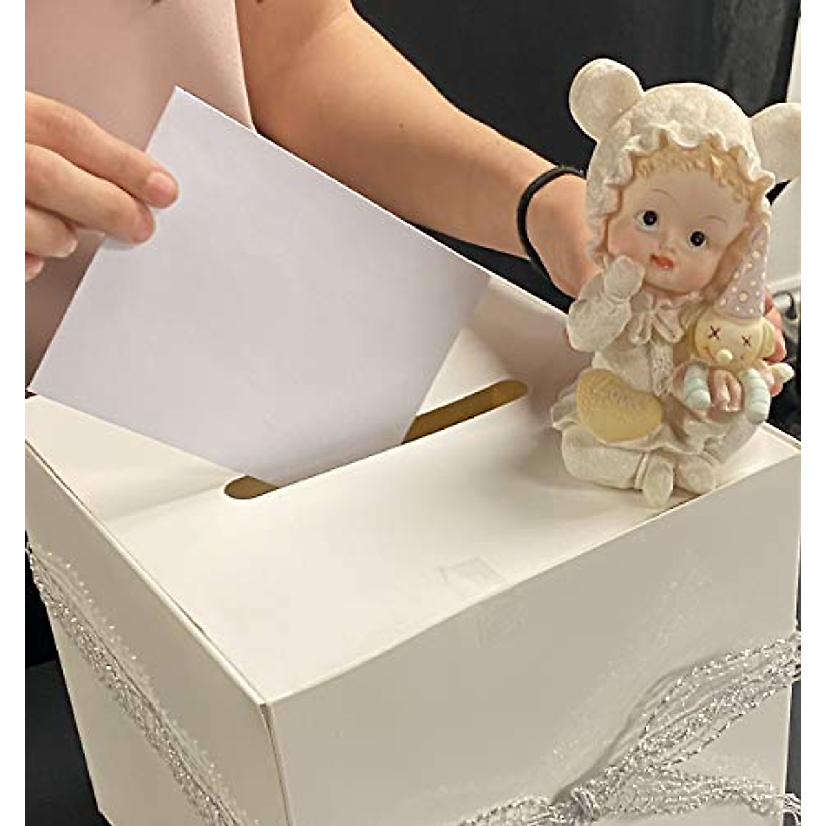 Adorox White Wishing Well Wedding Money Box Memory Cards Reception Centerpiece Box (1 Pc Box)