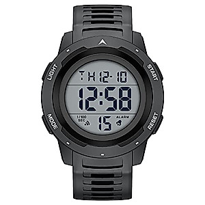 GOLDEN HOUR Mens Waterproof Digital Sport Watches Wide Screen Easy Read Display Military Style with Black Rubber Strap
