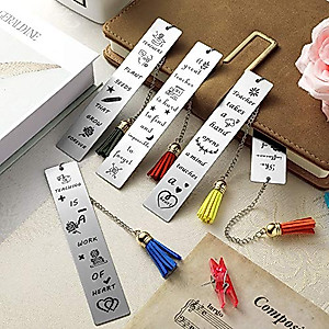 5 Pieces Teacher Bookmark Metal Teachers Appreciation Bookmark Thank You Present with Pendants Classic Bookmarks Christmas Present for Teacher Graduation Present (Gray)