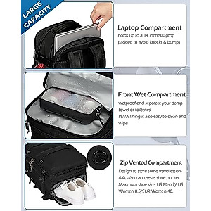 Hynes Eagle 2 in 1 Rolling Backpack 42L Backpack with Wheels Airline Approved Carry on Luggage Laptop Travel Backpack for Women Men Grey with 20L Personal Item Underseat Bag Black