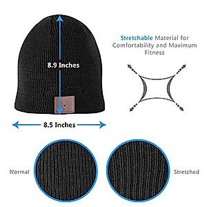 BearsFire Bluetooth Beanie Hat with Touchscreen Gloves, Wireless Headphone Music Hat Cap Winter Soft Warm Knitted Hat for Men Black