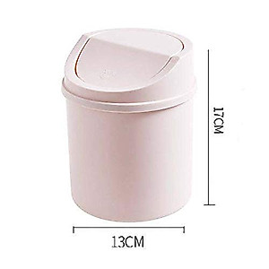 REBABA Desktop Mini Trash Can with Swing Lid, Plastic Tiny Waste Bin Countertop Trash Can for Office Bathroom Kitchen Hotel(Grey)