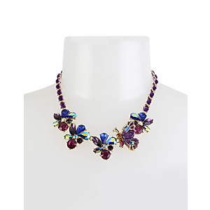 Betsey Johnson womens Butterfly & Stone Cluster Frontal Necklace