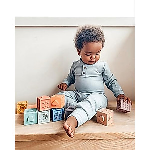 Newborn Baby Boy Girl Clothes Ribbed Knitted Cotton Long Sleeve Romper Long Pants Solid Color Fall Winter Outfits (A- Blue, 0-3 Months)