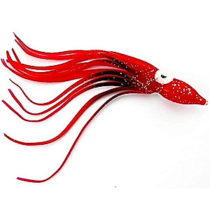 Pack of 50pcs Glow Soft Plastic Octopus Squid Skirt Fishing Lures Hoochies Trolling Saltwater Soft Fishing Lures Set for Bass Salmon Trout 3.94 inch 10 Colors Included