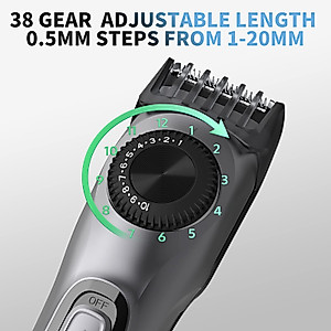 GAERUO Beard Trimmer for Men, Precision Adjustable Trimmer, 38 Length Level Detail Trimmer Hair Clippers, Fast USB Cordless Rechargeable Mens Trimmer Grooming Kit for Body Face Mustache Hair