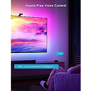 Govee Envisual TV LED Backlight T2 with Dual Cameras, 11.8ft RGBIC Wi-Fi LED Strip Lights for 55-65 inch TVs, Double Strip Light Beads, Adapts to Ultra-Thin TVs, Smart App Control, Music Sync, H605C