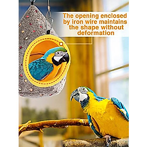 Winter Warm Bird Nest, Plush Bird Bed for Cage with Fixable Opening to Keep Shape, Parrot Hammock Snuggle House, Gift for Macaws African Grey Amazon Parrot Cockatiel