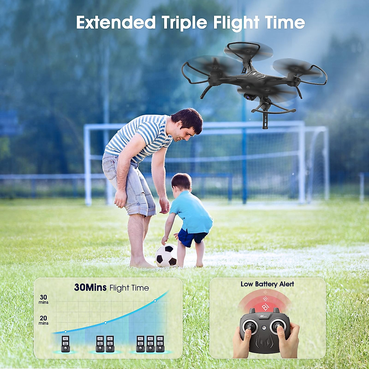 ATTOP FPV Drone with Camera for Adults/Kids/Beginners, Total 30 Mins Flight time FPV Drones, 120°Wide View, Easy Control with Remote/App/Voice/Gesture/Gravity, 1 Key Operation, Boys & Girls Toy Drone, CPSIA Certified