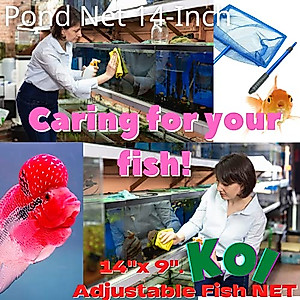 14"x 9" Koi Adjustable Fish NET Handle 30~54cm Aluminum Fishing Pond Aquarium