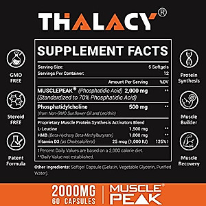 Thalacy 2000mg Liposomal Phosphatidic Acid Muscle Builder (PA), High Absorption Muscle Building Supplements for Men & Women | Muscle Gainer, mTOR Protein Synthesis & Lean Muscle, Strength, 10 Pack