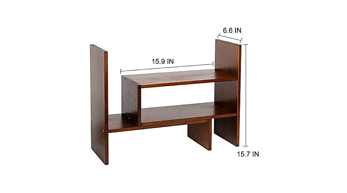 Natural Wood Adjustable Desktop Organizer - Stylish & Versatile