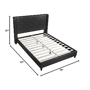 Best Master Furniture Vero Tufted Wingback Platform Bed, Cal King Black