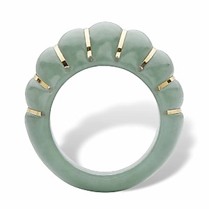 PalmBeach 10K Yellow Gold Genuine Green Jade Shrimp Style Ring Sizes 6-10 Size 9