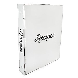 AuldHome Enamelware Cookbook Binder (White), Replacement Cover for Classic 3-Ring Binder Cookbook/Recipe Holder
