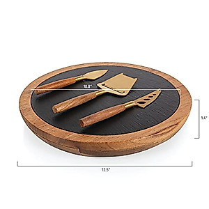 TOSCANA - a Picnic Time brand - Harry Potter Gryffindor Insignia Cheese Board & Knife Set, Charcuterie Board, Serving Platter, (Acacia Wood & Slate Black with Gold Accents)