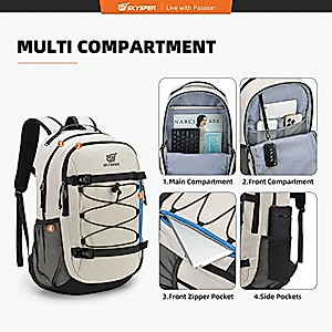 SKYSPER Laptop Backpack 25L Skateboard Travel Backpack for Men Women Business College Backpack(Off-white)