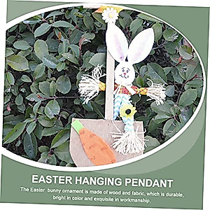 ABOOFAN 4 Pcs Easter Decoration Easter Bunny Cutouts Tiger and Bunny Easter Hanging Door Sign Easter Wall Hanging Plaque Easter Bunny Sign Easter Door Plaque Props Wooden Household