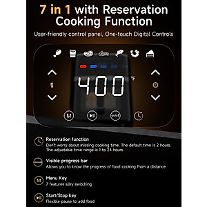 Kitchen Elite Air Fryer Oven 5.28 Qt, 7-in-1 Digital Display Compact Cooker with Easy View Windows，Space-saving, Nonstick and Dishwasher Safe Basket, Black