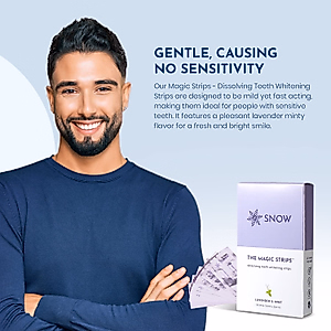 Snow The Magic Strips - Safe for Enamel Dissolving Teeth Whitening Strips - Mess-Free Portable Teeth Whitener for Oral Care with Lavender & Mint Flavor, Whitening Strips for Teeth, 1 Pack of 28 Strips
