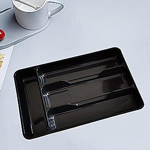 Gralara Cutlery Tray Multi Use Accessories Save Space Tools with 4 Grids Storage Durable for Stationery Spoon Tableware Silverware Office , Black