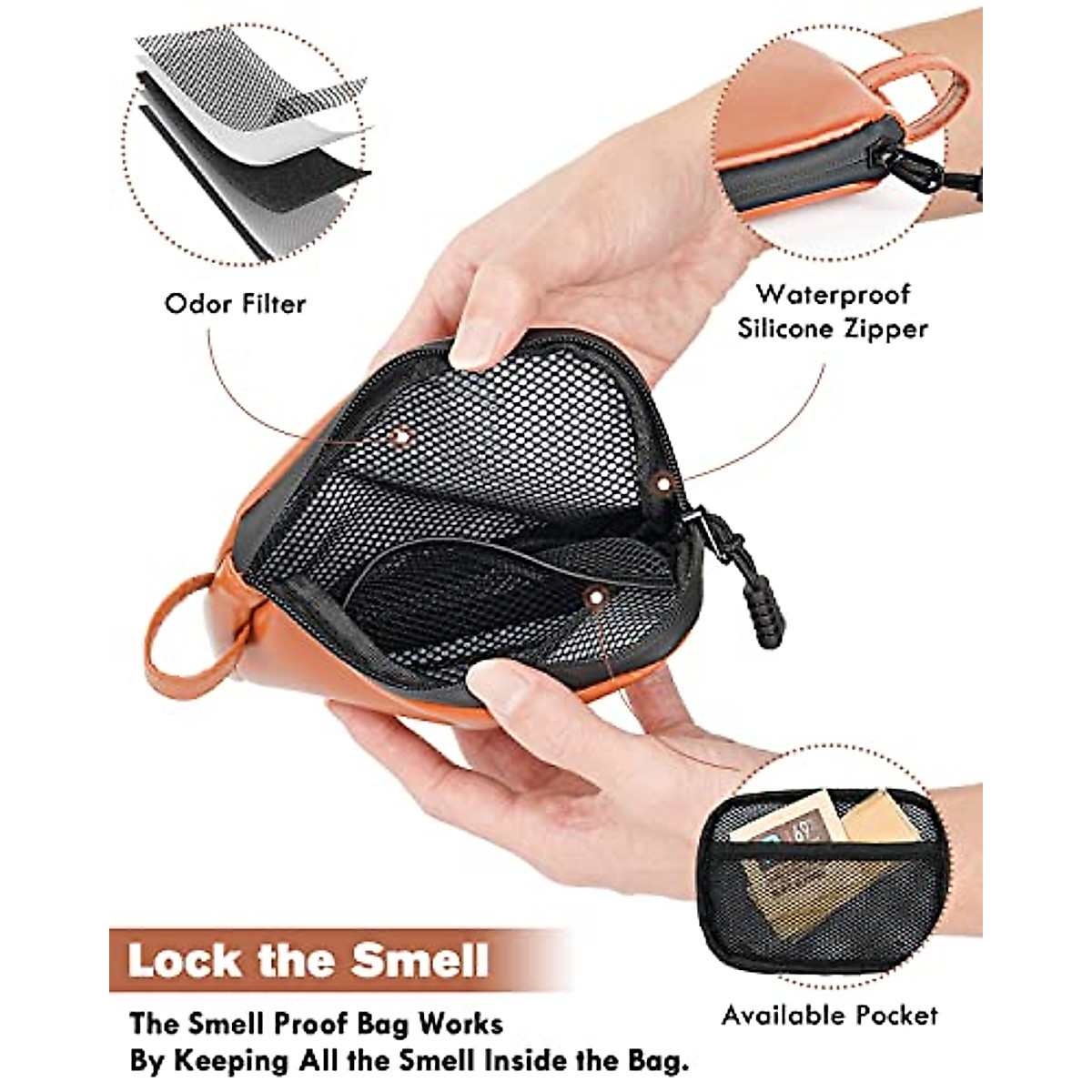 SafeDelux Small Smell Proof Storage Bag Organizer Zipper Pouch 6.3 x 4.3 Inch Small Travel Water Resistant Bag Great Father Day Gifts (Brown)