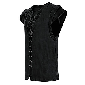 Arplvf Pirate Costume Men Renaissance Vest Medieval Costume Men Viking Ren Faire Vest Black Gothic Vest M