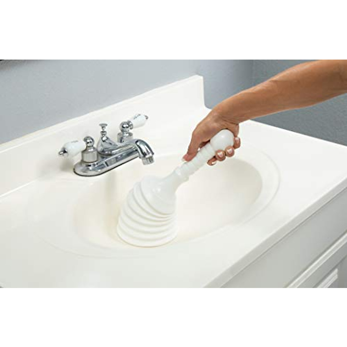 Master Plunger MPS4-4 Sink & Drain Plunger for Kitchen Sinks, Bathroom Sinks, Showers, and Bathtubs. Small and Strong Design with Large Bellows Commercial & Residential Use, White