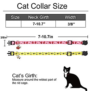 Giecooh Breakaway Cat Collar with Bells, 2 Pack Adjustable Pendant Safety Kitten Collars for Boys & Girls,Bee+Ladybug