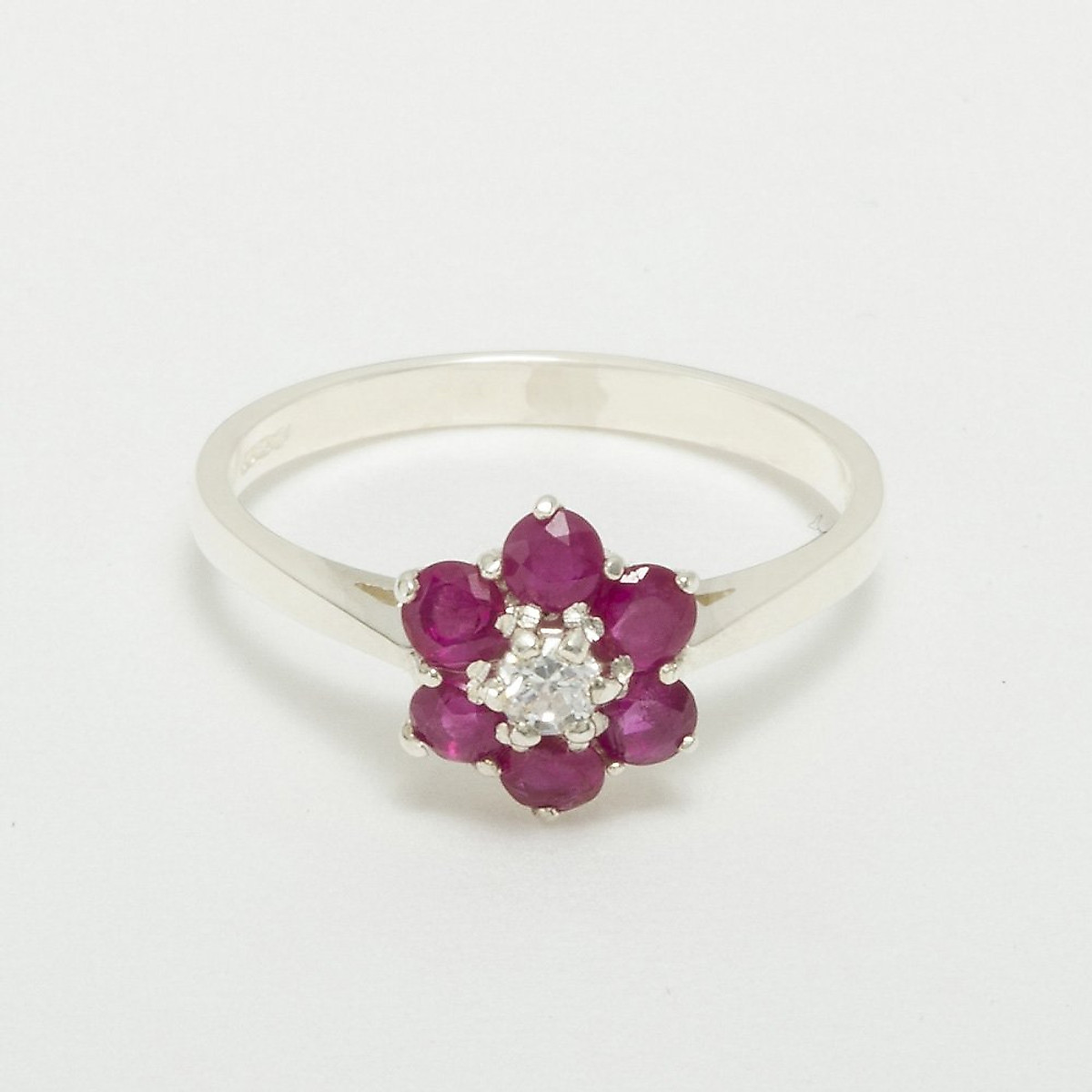 LetsBuyGold 925 Sterling Silver Cubic Zirconia & Ruby Womens Cluster Band Ring - Size 11.75