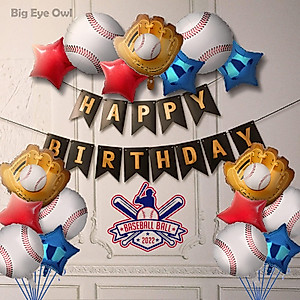Baseball Birthday Party Foil Balloons Set Decorations Glove Round Baseball Theme Mylar Confetti Balloon Supplies Baby Shower
