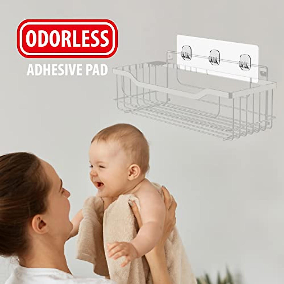 Temste Shower Caddy, Rustproof Shower Organizer with Phone Holder, Stainless Steel Shower Shelf for Inside Shower with Adhesive Hooks, Bathroom Organizer Shower Storage - 2 Pack