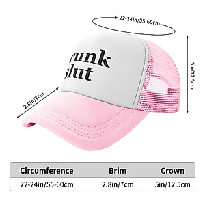 Drunk Slut Hat Unisex Adult Trucker Hats Adjustable Cap for Adults Classic Fishing Caps Pink