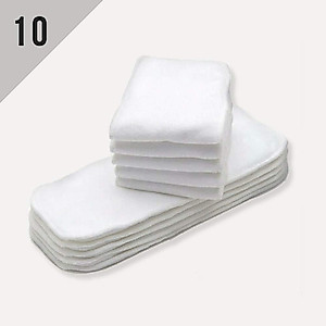 KaWaii Baby Super Absorbent Stay-Dry Microfiber Inserts for One Size Cloth Diapers, 3 Layered, 8-36 lbs Washable Reusable Soaker Pad - Pack of 10