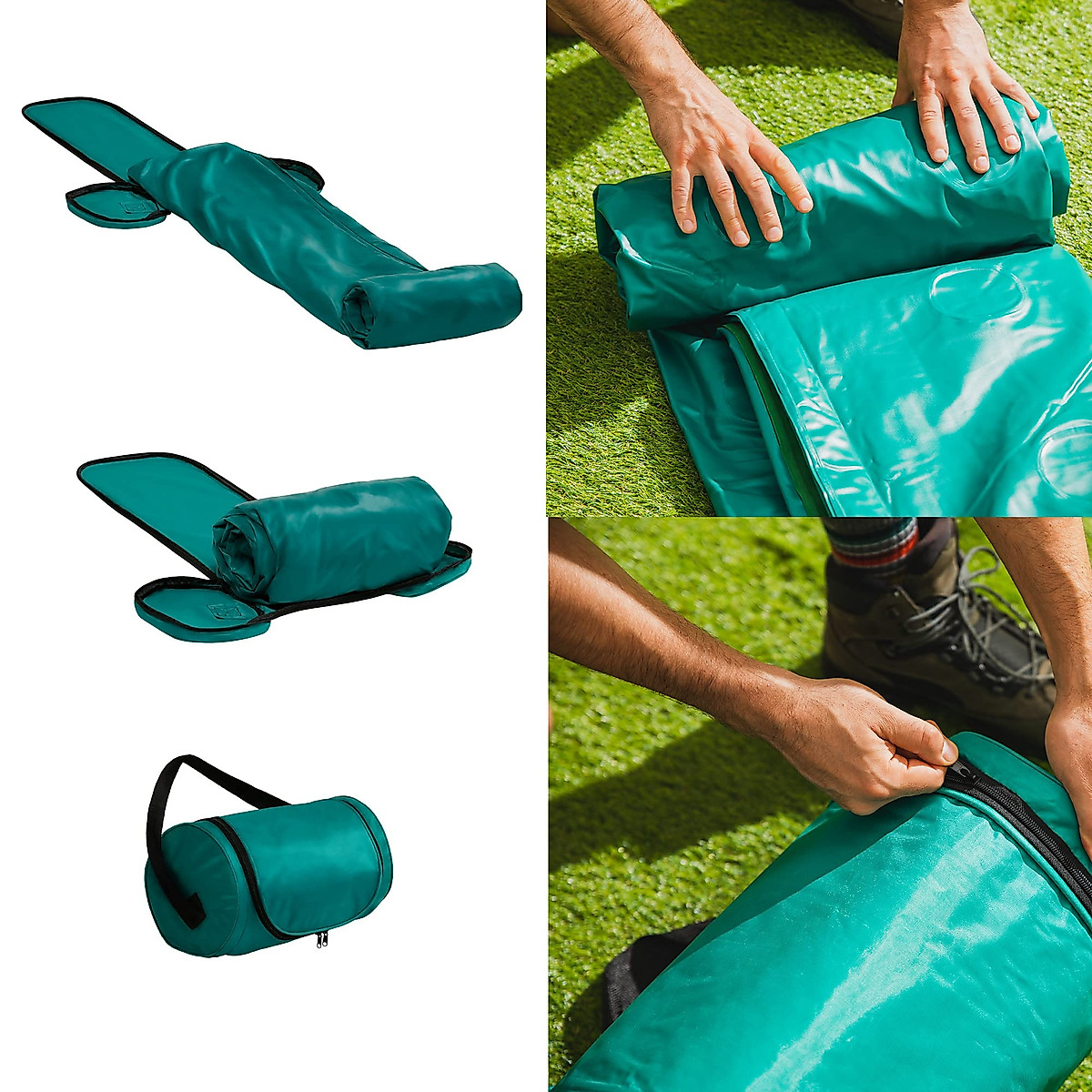Simpli Comfy Queen Camping Air Mattress w/Patented Roller Bag & Built-in Battery Pump, Inflatable Durable Waterproof Blow Up Airbed, Perfect for Travel Camping Guests Comfortable Sleep at Home