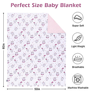 QSTEHEML Baby Blanket for Boys Girls Super Soft Blanket,Fluffy Warm Lightweight Baby Receiving Blankets,Double Layer with Dotted Backing for Toddler Nursery (Elephant, 50 * 60inch)