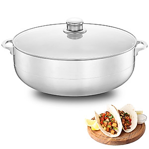 Alpine Cuisine 13-Quart Aluminum Caldero Stock Pot with Glass Lid, Cooking Dutch Oven Performance for Even Heat Distribution, Perfect for Serving Large & Small Groups, Riveted Handles Commercial Grade