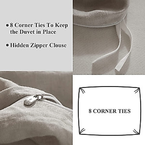 Ivellow Linen Duvet Cover Set 100% Washed French Flax Pure Linen Duvet Covers King Soft Natural Breathable Durable Cooling Duvet Cover King Size Linen Bedding Set (1 Linen Duvet Cover 2 Pillowcases)