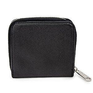 Disney Wallet, Square Zip Around, Disney Signature Text Logo Embossed, Black Vegan Leather
