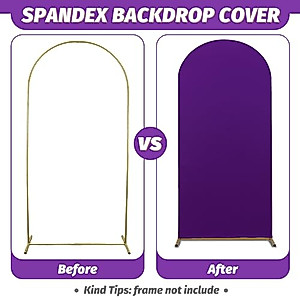 MODFUNS Purple Wedding Arch Cover 2.6x6FT Spandex Fabric Arch Backdrop Stand Cover Fit Round Top Arch Stand Cover Unique Arch Cover Backdrop Fabric for Party Birthday Bridal Baby Shower Backdrop