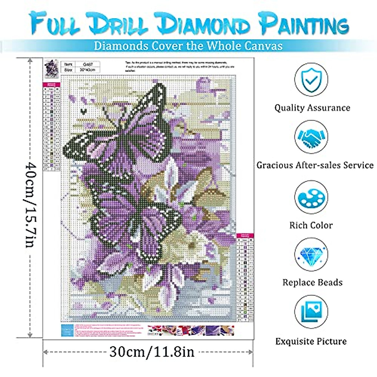 5d Diamond Painting Kits for Adults,Full Drill Diamond Art Animals Butterfly Rhinestone Painting with Diamonds Pictures Arts and Crafts for Home Wall Decor（12x16 Inch）