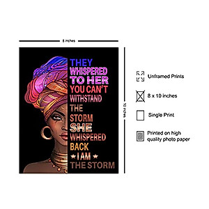 They Whispered to Her You Cannot Withstand The Storm - Black Art - African American Wall Decor for Women, Girls, Woman - Motivational Inspirational Positive Quotes - Uplifting Encouragement Gifts