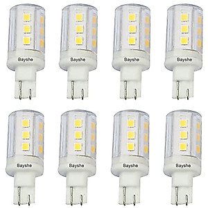 BAYSHE T10 Wedge Base LED Light Bulb 3watt Equivalent to 30W Halogen 12VAC/DC for Camper RV Tailer Outdoor Landscape Patio Path Driveway Malibu Lighting(6000K Daylight White)-8 Pack